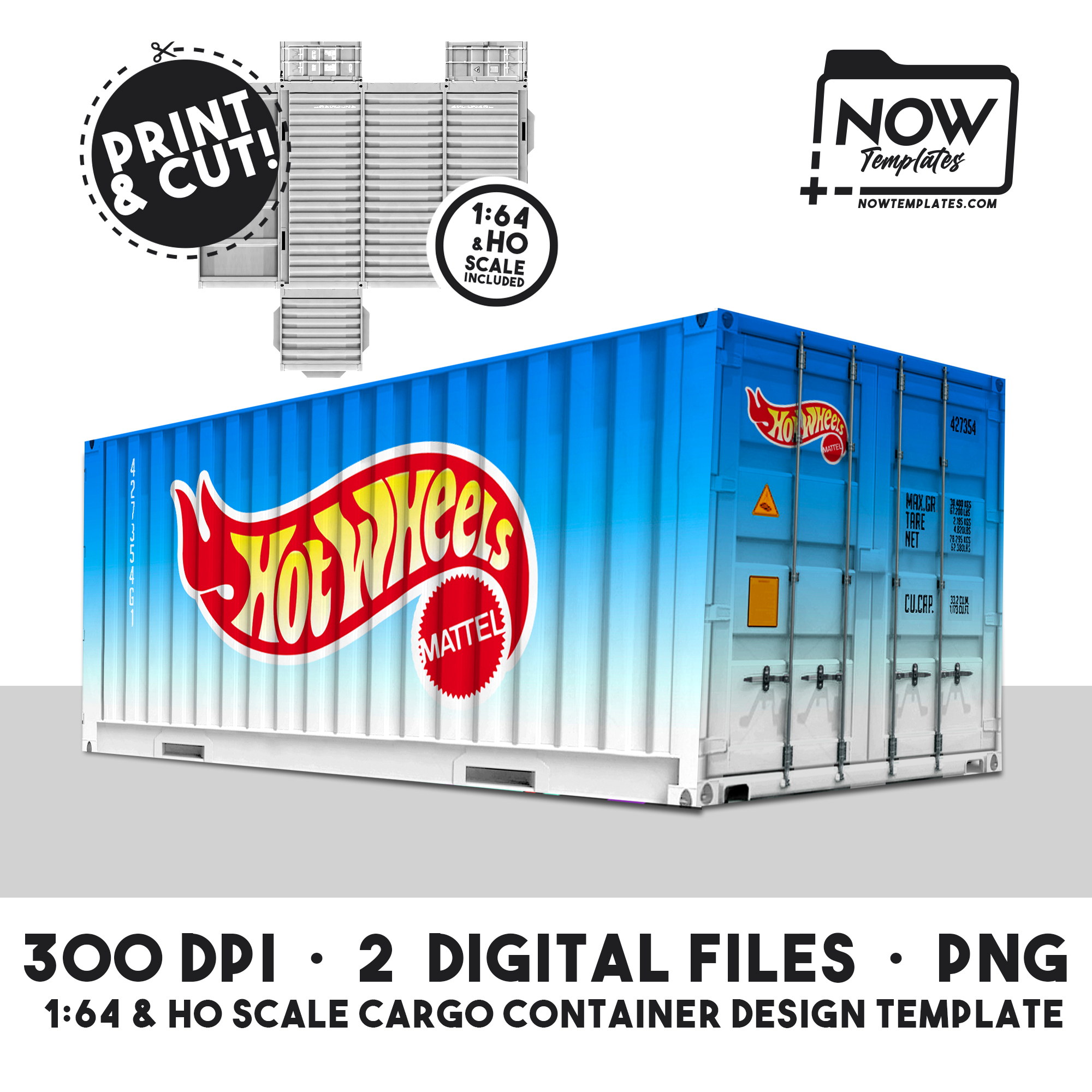 HOT WHEELS Shipping Container Template Design 1:64 & HO Scale – NOW ...